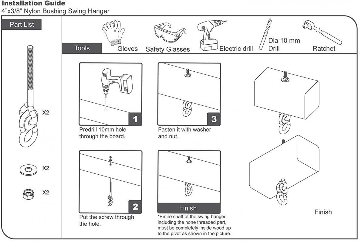 Nylon Bushing Swing Hanger - Thread and Lock Nut - by PEPPERTOWN online ...